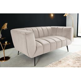 Riess Ambiente Design 2-Sitzer Sofa NOBLESSE 165cm champagner Samt schwarze Metallf&uuml;&szlig;e Federkern Riess-Ambiente Wohnzimmer Modern & Design