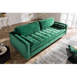 Riess Ambiente Design 3-Sitzer Sofa COZY VELVET 220cm smaragdgr&uuml;n Samt Federkern Lounge Riess-Ambiente Wohnzimmer Modern & Design