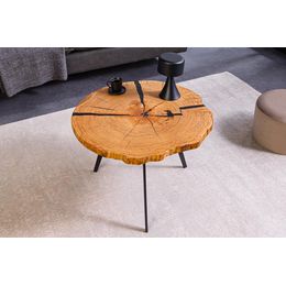 Riess Ambiente Runder Couchtisch ARBOR 65cm natur Eiche Massivholz schwarz Metall Beistelltisch Riess-Ambiente Sofatisch Wohnzimmertisch