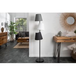 Riess Ambiente Design Stehlampe LEVELS 163cm schwarz grau mit 3 Leinenschirmen Riess-Ambiente Modern & Design