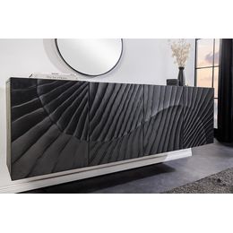 Riess Ambiente Massives Sideboard SCORPION 180cm schwarz h&auml;ngend Mangoholz 3D-Design Riess-Ambiente Modern & Design