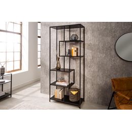 Riess Ambiente Industrial B&uuml;cherregal SLIM LINE 185cm Esche schwarz sechs Regalb&ouml;den Riess-Ambiente Modern & Design