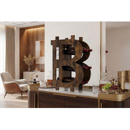 Riess Ambiente Stilvolles Weinregal BITCOIN 70cm natur Holzregal f&uuml;r 10 Flaschen und 4 Gl&auml;ser Riess-Ambiente