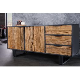 Riess Ambiente Massivholz Sideboard BARRACUDA 150cm Teak Mango schwarz Metall recycelt Riess-Ambiente Kolonial & Vintage