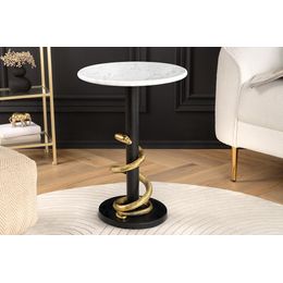 Riess Ambiente Runder Beistelltisch WILDLIFE SNAKE 55cm wei&szlig; Marmor gold schwarz Schlange Skulptur Riess-Ambiente Modern & Design