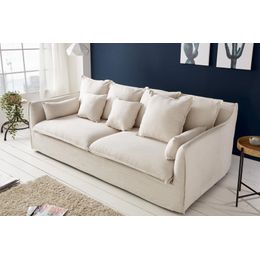 Riess Ambiente Gro&szlig;es 3-Sitzer Sofa HEAVEN 200cm natur beige Leinenstoff Federkern Hussensofa Riess-Ambiente Wohnzimmer