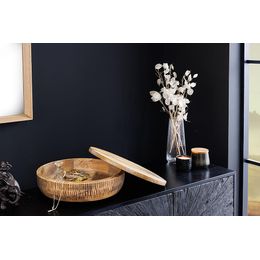 Riess Ambiente Handgefertigte Schale PURE NATURE 40cm natur Mangoholz rund mit Deckel Schmuck-Dose Riess-Ambiente