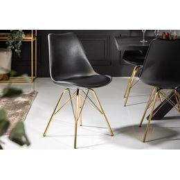 Riess Ambiente Design Stuhl SCANDINAVIA MEISTERST&Uuml;CK schwarz goldene Beine Riess-Ambiente Esszimmerstuhl K&uuml;chenstuhl Scandinavisch