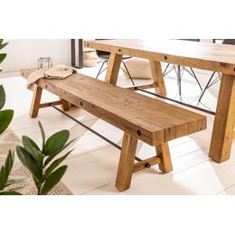 Riess Ambiente Industrial Sitzbank FINCA 165cm vintage braun Pinienholz Bohlenoptik Riess-Ambiente
