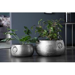 Riess Ambiente Handgefertigte Schalen 2er Set ORIENT silber Blumentopf im Hammerschlagdesign Riess-Ambiente Modern & Design