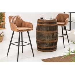 Riess Ambiente Edler Barhocker TURIN vintage braun mit Ziersteppung Barstuhl mit Armlehne Polsterstuhl Riess-Ambiente f&uuml;r K&uuml;che Tresenhocker Bistrohocker...