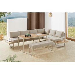 Riess Ambiente Wetterfestes Gartenm&ouml;bel Set IBIZA GRAND 280cm greige Aluminium inkl. Sitzpolster Riess-Ambiente Modern & Design