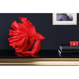 Riess Ambiente Design Deko Figur Kampffisch CROWNTAIL 35cm rot Betta Fisch Skulptur Riess-Ambiente organisch Modern & Design
