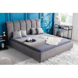 Riess Ambiente Design Bett MILANO 180x200cm grau Vogue Seiden Samtstoff Riess-Ambiente Modern & Design