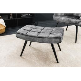 Riess Ambiente Moderner Hocker SCANDINAVIA grau Samt schwarze Metallbeine Fu&szlig;hocker Riess-Ambiente
