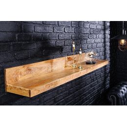 Riess Ambiente Massives Wandregal MAKASSAR 140cm natur Mangoholz handmade Riess-Ambiente