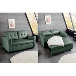 Riess Ambiente Sofa mit Schlaffunktion SMART moosgr&uuml;n hochwertiger Vogue Seiden Samtstoff Riess-Ambiente Wohnzimmer Modern & Design