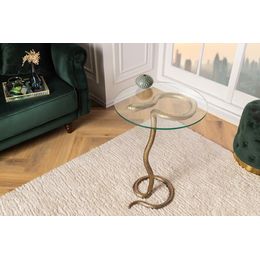 Riess Ambiente Runder Beistelltisch WILDLIFE SNAKE 65cm kupfer antik Metall Glas handmade Riess-Ambiente Modern & Design