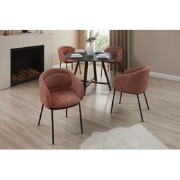 Riess Ambiente Stilvoller Design Stuhl FLORENZ rostrot Strukturstoff schwarz Metall mit Armlehne Polsterstuhl Riess-Ambiente Esszimmerstuhl K&uuml;chenstuhl Modern &...