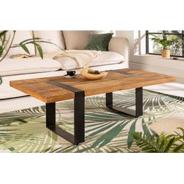 Riess Ambiente Massiver Couchtisch IRON CRAFT 100cm braun natur Mangoholz schwarz Metall Riess-Ambiente Sofatisch Wohnzimmertisch rechteckig