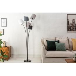 Riess Ambiente Design Stehlampe LEVELS 176cm schwarz grau mit 5 Leinenschirmen Riess-Ambiente Modern & Design