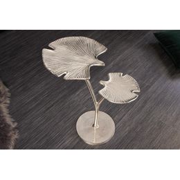 Riess Ambiente Dekorativer Beistelltisch GINKGO LEAFS 50cm silber handmade Metall Riess-Ambiente S&auml;ulentisch Modern & Design