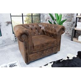 Riess Ambiente Chesterfield Sessel 110cm antik braun mit Knopfheftung und Federkern Riess-Ambiente