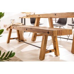 Riess Ambiente Industrial Sitzbank FINCA 200cm vintage braun Pinienholz Bohlenoptik Riess-Ambiente