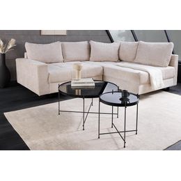 Riess Ambiente Runder Couchtisch ELEGANCE 45cm anthrazit Glas schwarz Metallgestell Riess-Ambiente Sofatisch Wohnzimmertisch Modern & Design