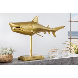 Riess Ambiente Maritime Skulptur HAI 68cm gold handmade Metall Design Haifisch Riess-Ambiente dreieckig