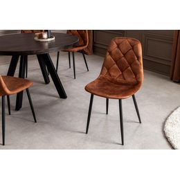 Riess Ambiente Stilvolles 2er-Set St&uuml;hle GLAMM braun Samt schwarze Metallbeine Riess-Ambiente Esszimmerstuhl K&uuml;chenstuhl Modern & Design