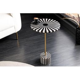 Riess Ambiente Beistelltisch HARMONY NATURE 55cm schwarz wei&szlig; Mosaik rund Kunsthandwerk Riess-Ambiente