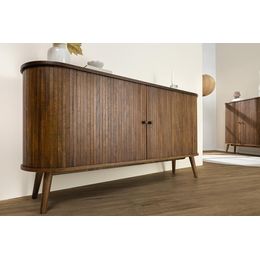 Riess Ambiente Retro Sideboard VALHALLA WOOD 160cm smoked Eichenholz Schiebet&uuml;ren Riess-Ambiente