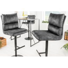 Riess Ambiente H&ouml;henverstellbarer Barhocker COMFORT dunkelgrau Samt drehbar mit Lehne Metall schwarz Polsterstuhl Riess-Ambiente f&uuml;r K&uuml;che Tresenhocker...