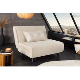 Riess Ambiente Retro Schlafsessel SMART MULTIFUNCTION 100cm beige Cord Bettfunktion inkl. Kissen Riess-Ambiente