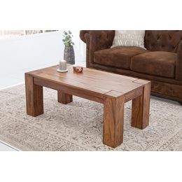 Riess Ambiente Massivholz Couchtisch MAKASSAR 100cm braun Sheesham stone finish einzigartige Maserung Riess-Ambiente Sofatisch Wohnzimmertisch rechteckig Klassisch