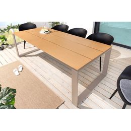 Riess Ambiente Moderner Gartentisch FLOATING 210cm greige Aluminium wetterfest Outdoor Esstisch Riess-Ambiente rechteckig