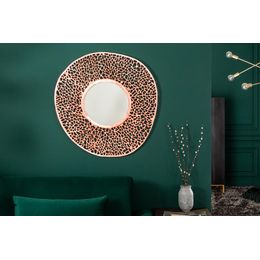 Riess Ambiente Design Wandspiegel ABSTRACT LEAF L 115cm kupfer Blattmuster Metall Handarbeit Riess-Ambiente rund Modern & Design