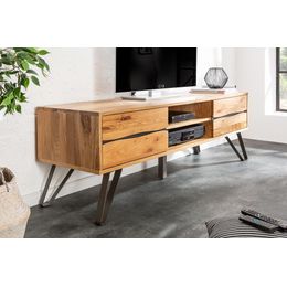 Riess Ambiente Massives TV-Board LIVING EDGE 160cm Wildeiche ge&ouml;lt Baumkanten Lowboard Riess-Ambiente Modern & Design