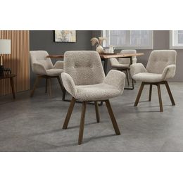 Riess Ambiente Drehbarer Design Stuhl BALTIC taupe Boucl&eacute; Tweed Soft Eiche Massivholz Walnuss Polsterstuhl Riess-Ambiente Esszimmerstuhl K&uuml;chenstuhl Scandinavisch