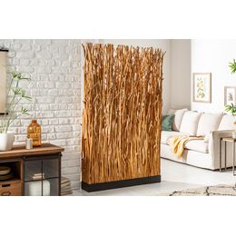 Riess Ambiente Handgefertigte Stehlampe NATURAL PARAVENT 180cm Longan-Holz Raumtrenner Riess-Ambiente