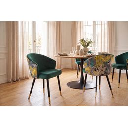 Riess Ambiente Extravaganter Stuhl MAISON CLASSIQUE gr&uuml;n Samt schwarze Metallbeine goldene Fu&szlig;kappen Polsterstuhl Riess-Ambiente Esszimmerstuhl K&uuml;chenstuhl Modern...