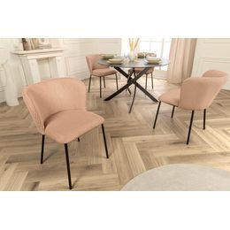 Riess Ambiente Design Stuhl LYON rosa Cord schwarze Metallbeine Riess-Ambiente Esszimmerstuhl K&uuml;chenstuhl Modern & Design