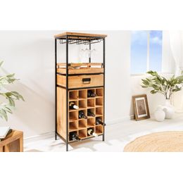 Riess Ambiente Massivholz Weinregal SEVENS SEAS 120cm natur Pinienholz schwarz Metall Flaschenregal Riess-Ambiente