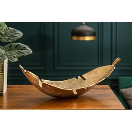 Riess Ambiente Design Deko Schale GOLD LEAF 65cm gold Blatt Design Metall Handarbeit Riess-Ambiente Modern & Design