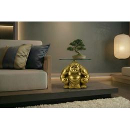 Riess Ambiente Runder Beistelltisch SUMO 30cm gold Skulptur handmade Riess-Ambiente S&auml;ulentisch Modern & Design