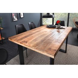 Riess Ambiente Massiver Esstisch IRON CRAFT 140cm Mangoholz schwarzes Eisengestell Kufe Industrial Design Riess-Ambiente Esszimmertisch rechteckig 6 Personen Urban