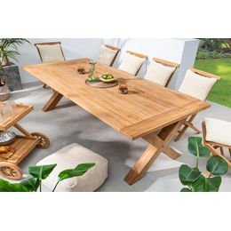 Riess Ambiente Wetterfester Gartentisch EMPIRE TEAK 220cm Teak Massivholz Outdoor Esstisch Riess-Ambiente X-Gestell Modern & Design