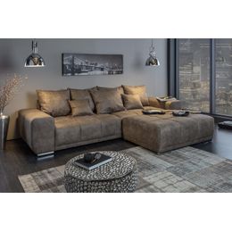 Riess Ambiente Big Sofa ELEGANCIA 285cm taupe Microfaser XXL Couch inkl. Kissen Federkern Riess-Ambiente Wohnzimmer Modern & Design