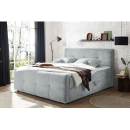 Riess Ambiente Modernes Boxspringbett TOULOUSE 160x200cm silbergrau inkl. Matratze Topper Stauraum Riess-Ambiente